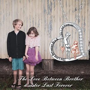 AOBOCO Sisters Gifts from Brother Sterling Silver Brother to Sister Christmas Jewelry Gift (Brother Sister Necklace)