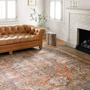 Loloi II Loren Collection LQ-15 Terracotta / Sky, Traditional 7'-6" x 9'-6" Area Rug & Loren Collection LQ-15 Terracotta / Sky, Traditional 5'-0" x 7'-6" Area Rug