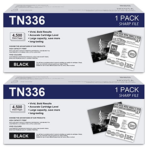 TN336 TN-336 Black High Yield Toner Cartridge TN336BK 2 Pack Compatible Replacement for Brother TN336 TN331 Compatible with HL-L8350CDW MFC-L8850CDW MFC-L8600CDW HL-L8350CDWT HL-L8250CDN Printer