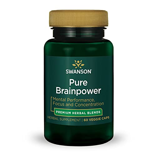 Swanson Pure Brainpower Brain Health Cognitive Memory Focus Support Brain-Derived Neurotrophic Factor (BDNF) Herbal Supplement (Ginkgo Biloba, Bacopa Monnieri) 60 Veggie Capsules (Veg Caps) Vegan