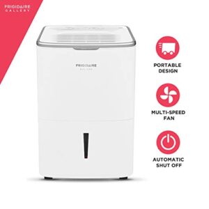 Frigidaire FGAC5044W1 Dehumidifier, High Humidity 50 Pint Capacity with Wi-Fi Connected, Built-In Air Ionizer to maximize your comfort, Easy-to-Clean Washable Filter, in White