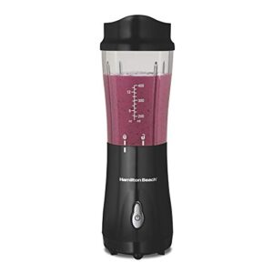 hamilton beach personal blender for shakes and smoothies with 14 oz travel cup and lid, black (51101av)