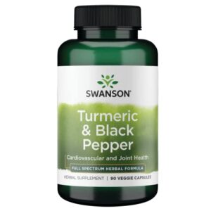 swanson premium- turmeric & black pepper – antioxidant, digestion & joint support – 90 veg caps