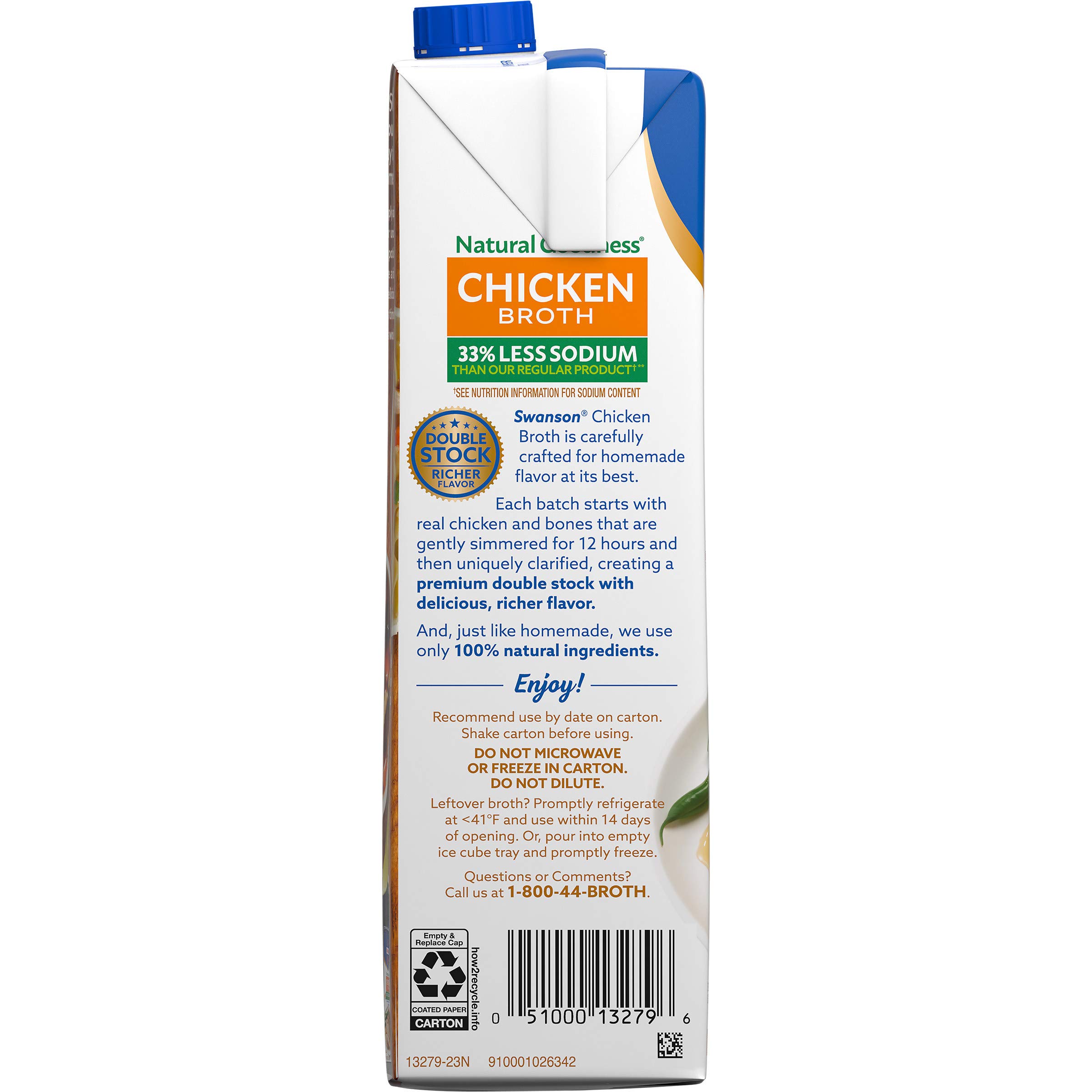 Swanson Natural Goodness 33% Less Sodium Chicken Broth, 32 oz Carton