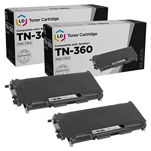 LD Compatible Toner Cartridge Replacement for Brother TN-360 High Yield (Black, 2-Pack)