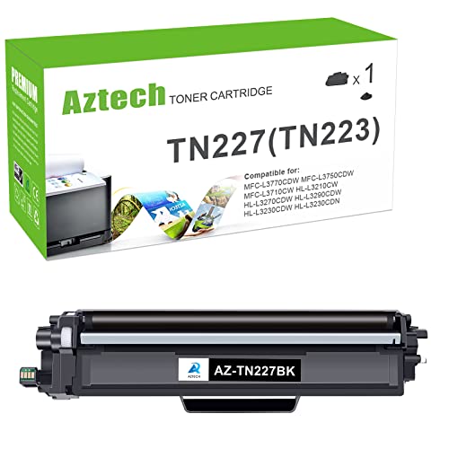 Aztech Compatible TN227BK TN-227BK Toner: Cartridge Replacement for Brother TN227 TN227BK TN223BK TN-223BK MFC-L3750CDW MFC-L3770CDW HL-L3290CDW HL-L3270CDW HL-L3230CDW L3210CW Printer (Black, 1-Pack)