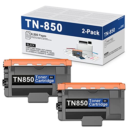 LOVPAIN TN850 TN-850 Toner Cartridge Compatible High Yield Replacement for Brother Toner TN850 DCP-L5500DN L5600DN L5650DN HL-L5000D L5100DN L5200DW L5200DWT L6200DW Printer Toner (2 Pack, Black)