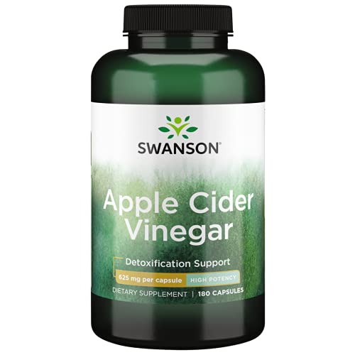 Swanson Apple Cider Vinegar Capsules - Supports Healthy Weight Loss & Digestive Health - Helps Support Metabolism and Maintain Glucose Profile - (180 Capsules, 625mg Each)