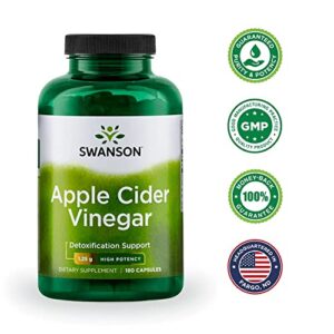 Swanson Apple Cider Vinegar Capsules - Supports Healthy Weight Loss & Digestive Health - Helps Support Metabolism and Maintain Glucose Profile - (180 Capsules, 625mg Each)