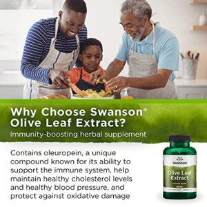 Swanson Olive Leaf Extract Capsules with 20% Oleuropein - Provides Immune Support, Promotes Cardiovascular System Health, and Supports Healthy Blood Pressure - (120 Capsules, 500mg Each)