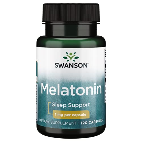 Swanson Melatonin - Herbal Supplement Promoting Relaxation & Sleep Support - Aiding a Normal Sleep Schedule - (120 Capsules, 1mg Each)