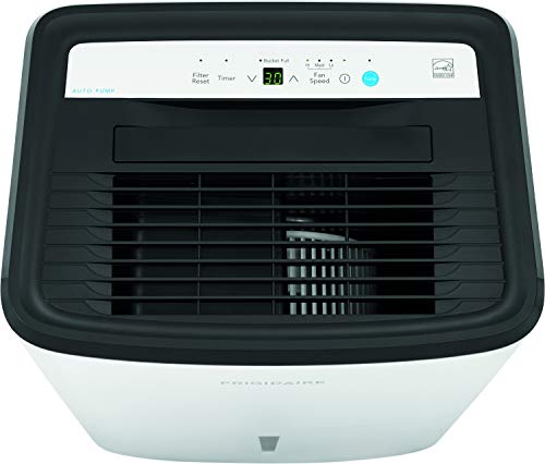 Frigidaire FFAP5033W1 Dehumidifier, High Humidity 50 Pint Capacity with Built-In Pump and a Easy-to-Clean Washable Filter, in White