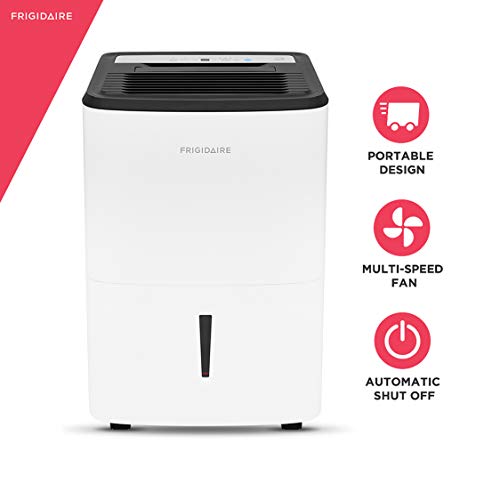 Frigidaire FFAP5033W1 Dehumidifier, High Humidity 50 Pint Capacity with Built-In Pump and a Easy-to-Clean Washable Filter, in White