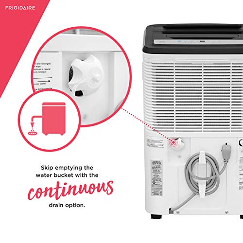 Frigidaire FFAP5033W1 Dehumidifier, High Humidity 50 Pint Capacity with Built-In Pump and a Easy-to-Clean Washable Filter, in White