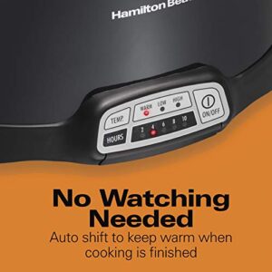 Hamilton Beach Portable 7 Quart Programmable Slow Cooker with Three Temperature Settings, Lid Latch Strap for Easy Travel, Dishwasher Safe Crock, Black (33474)