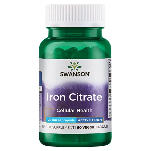 Swanson Iron Citrate 25 Milligrams 60 Veg Capsules