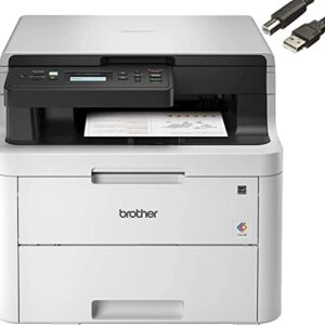 Brother HL-L3290CDWB Compact Wireless Digital Color Laser All-in-One Printer, Duplex Printing, Print Scan Copy, 25ppm, 250-sheet, Bundle with JAWFOAL Printer Cable