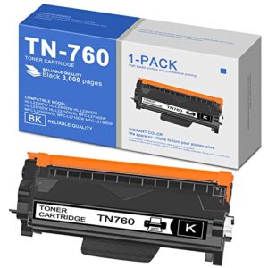 zy tn760 compatible (1 pack, black) toner cartridge replacement for brother hl-l2350dw hl-l2395dw mfc-l2710dw mfc-l2750dw dcp-l2550dw tn760 tn-760 tn730 tn730 tn-730 tn 730 printers toner cartridge