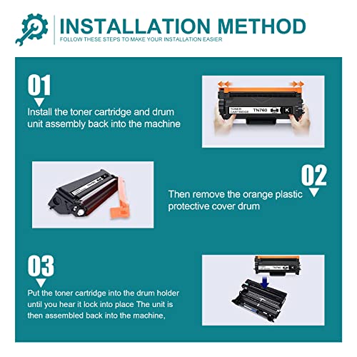 ZY TN760 Compatible (1 Pack, Black) Toner Cartridge Replacement for Brother HL-L2350DW HL-L2395DW MFC-L2710DW MFC-L2750DW DCP-L2550DW TN760 TN-760 TN730 TN730 TN-730 TN 730 Printers Toner Cartridge