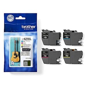 brother lc-421xlbk/lc-421xlc/lc-421xlm/lc-421xly inkjet cartridges, black/cyan/magenta/yellow, multi-pack, high yield, includes 4 x inkjet cartridges, genuine supplies