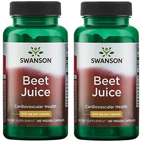 Swanson Made with Organic Beet Juice Freeze Dried 500 Milligrams 60 Veg Capsules (2 Pack)