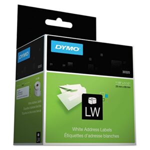 dymo 30320 labelwriter address labels, 1 1/8 x 3 1/2, white, 260 labels/roll, 2 rolls/pack