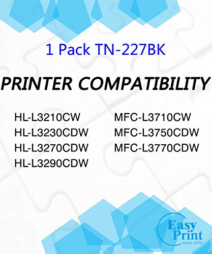 EASYPRINT (1-Pack, Black) Compatible TN-227 Toner Cartridge TN-227 Black Used for Brother HL-L3210CW L3230CDW L3710CDW L3270CDW DPC-L3550CDW MFC-L3710CW L3750CDW L3770CDW Printer