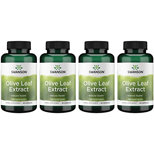 Swanson Olive Leaf Extract Immune Health Cardiovascular Health Antioxidant Support Supplement 500 mg 60 Capsules (standardized to 20% oleuropein) (4 Pack)