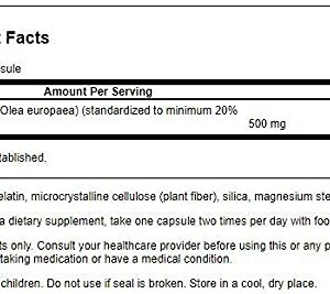 Swanson Olive Leaf Extract Immune Health Cardiovascular Health Antioxidant Support Supplement 500 mg 60 Capsules (standardized to 20% oleuropein) (4 Pack)