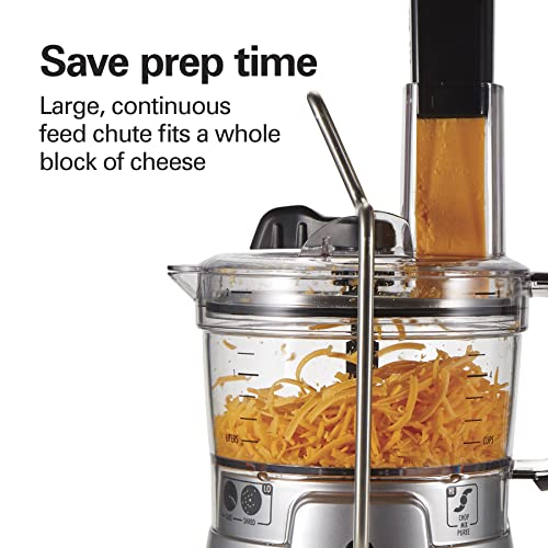 Hamilton Beach Stack & Snap 8-Cup Food Processor & Vegetable Chopper with Adjustable Slicing Blade, Built-in Bowl Scraper & Storage Case, Silver (70820)