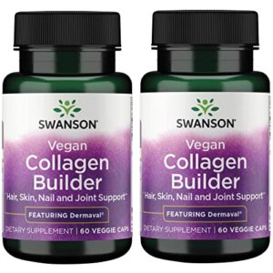 swanson vegan collagen builder – featuring dermaval – hair, skin, nail health – 60 veg caps 2 pack