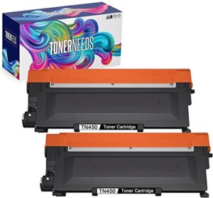 tonerneeds laser toner cartridges — compatible with brother tn450 — for brother printers hl2270dw, hl2280dw, hl2230, hl2240, mfc7360n, mfc7860dw, dcp7065dn and intellifax 2840 (black, 2-pack)