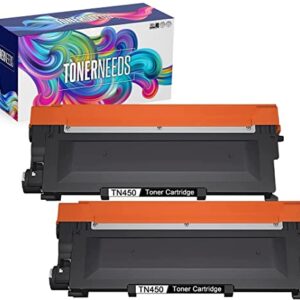 TONERNEEDS Laser Toner Cartridges — Compatible with Brother TN450 — for Brother Printers HL2270DW, HL2280DW, HL2230, HL2240, MFC7360N, MFC7860DW, DCP7065DN and IntelliFax 2840 (Black, 2-Pack)