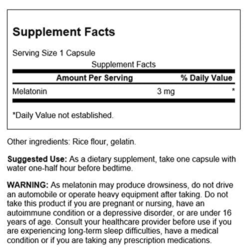 Swanson Melatonin 3 Milligrams 60 Capsules (2 Pack)