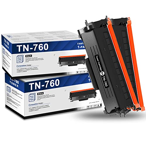 TANFENJR 2 Pack TN760 Compatible TN730 Toner Cartridge; L2710DW Toner Replacement for Brother TN760 TN-760 TN730 TN-730 Toner, May for HL-L2395DW, MFC-L2350DW, DCP-L2550DW Series Printer, Black Toner