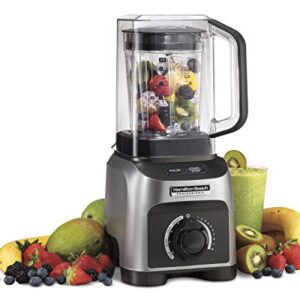 Hamilton Beach Professional Quiet Shield Blender, 1500W, 32oz BPA Free Jar, 4 Programs & Variable Speed Dial for Puree, Ice Crush, Shakes and Smoothies, Silver (58870)