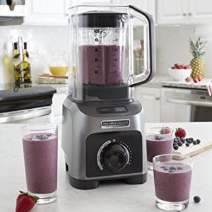 Hamilton Beach Professional Quiet Shield Blender, 1500W, 32oz BPA Free Jar, 4 Programs & Variable Speed Dial for Puree, Ice Crush, Shakes and Smoothies, Silver (58870)