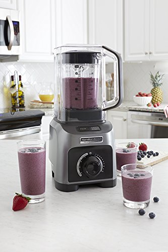 Hamilton Beach Professional Quiet Shield Blender, 1500W, 32oz BPA Free Jar, 4 Programs & Variable Speed Dial for Puree, Ice Crush, Shakes and Smoothies, Silver (58870)