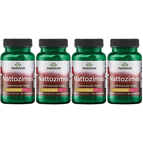 Swanson Triple-Strength Nattozimes 195 Milligrams/6750 Fu 60 Veg Capsules Enzyme (4 Pack)