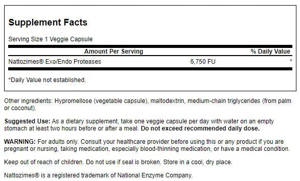 Swanson Triple-Strength Nattozimes 195 Milligrams/6750 Fu 60 Veg Capsules Enzyme (4 Pack)