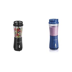 hamilton beach personal blender for shakes and smoothies with 14oz travel cup and lid, black (51101a & hamilton beach personal smoothie blender with 14 oz travel cup and lid, blue 51132