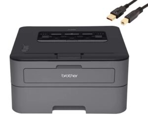 66 brother compact monochrome laser printer 2300 series, black, amazon dash replenishment ready, 250-sheet, prints up to 27 ppm, automatic duplex printing, durlyfish usb printer cable