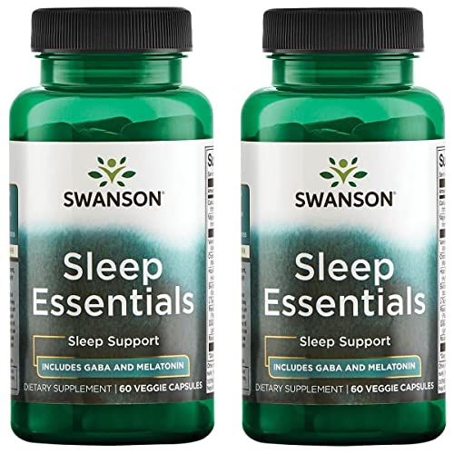 Swanson Sleep Essentials Includes GABA and Melatonin - 60 Veg Capsules (2 Pack)