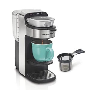 hamilton beach the scoop single serve coffee maker & fast grounds brewer for 8-14oz. cups, brews in minutes, 40oz. removable reservoir, stainless steel (49987)