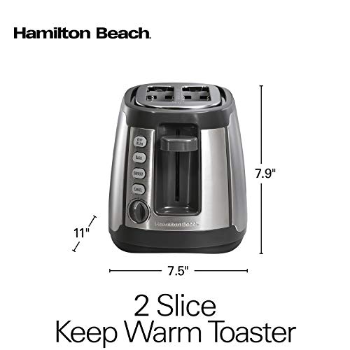 Hamilton Beach 2 Slice Extra Wide Slot Toaster with Shade Selector, Bagel, Keep Warm and Defrost Settings, Auto-Shutoff and Cancel Button, Silver and Grey (22816)