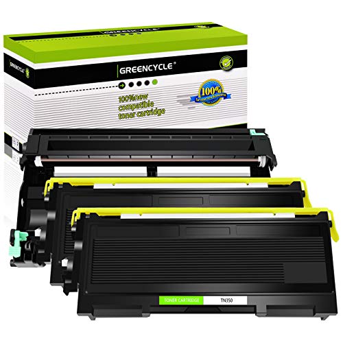 GREENCYCLE TN350 TN-350 DR350 DR-350 Toner Cartridge and Drum Unit Set Compatible for Brother HL-2040 HL-2070N DCP-7020 Intellifax 2920 2850 2820 MFC-7820N MFC-7220 Printer (2 Toner, 1 Drum)