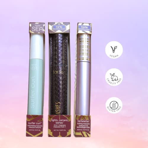 Tarte Must Have Mascaras Bestsellers Set:: SEA Surfer Curl Volumizing Mascara; Lights, Camera, Lashes 4-in-1 Mascara; Tartelette Tubing Mascara