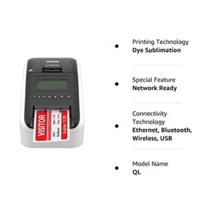 Brother QL-820NWB Professional Ultra Flexible Label Printer, White - WiFi, Ethernet and Bluetooth Connectivity - 110 Labels Per Minute, 300 x 600 dpi, LCD Display, Auto Cut, CBMOUN Printer Cable