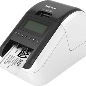 Brother QL-820NWB Professional Ultra Flexible Label Printer, White - WiFi, Ethernet and Bluetooth Connectivity - 110 Labels Per Minute, 300 x 600 dpi, LCD Display, Auto Cut, CBMOUN Printer Cable