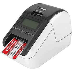 Brother QL-820NWB Professional Ultra Flexible Label Printer, White - WiFi, Ethernet and Bluetooth Connectivity - 110 Labels Per Minute, 300 x 600 dpi, LCD Display, Auto Cut, CBMOUN Printer Cable